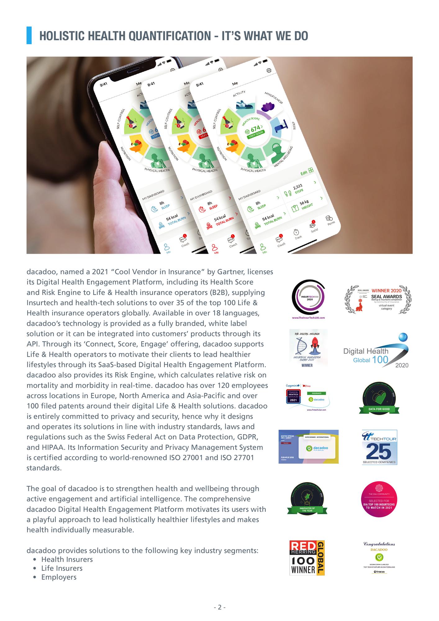 dacadoo Health Engagement Platform, Health Score and Risk Engine - hr ...